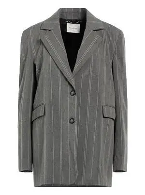 MANILA GRACE Single-breasted Pinstriped Blazer - Grey