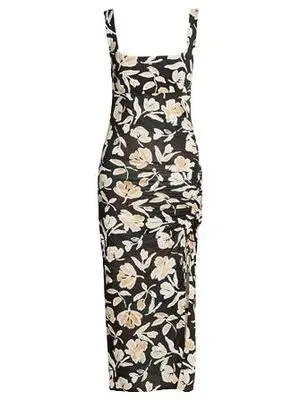 Patrizia Pepe Sleeveless Floral Print Bodycon Maxi Dress - Black
