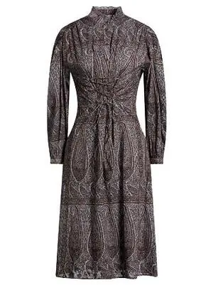 Antik Batik Paisley Print Cotton Midi Dress - Grey