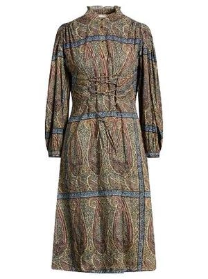 Antik Batik ANTIK BATIK Paisley-Print Embellished Midi Dress Sand