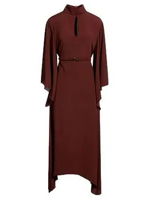 MANILA GRACE Chocolate Acetate And Silk Maxi Dress - Brown