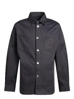 VERSACE Man Shirt Black Size 42 Cotton, Polyester, Polyamide