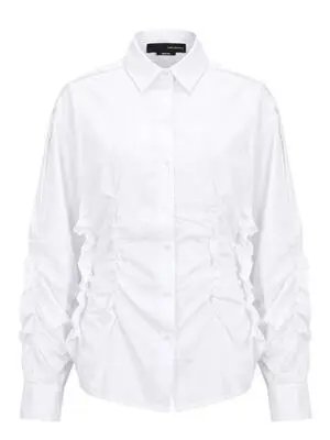 Isabel Benenato Ruched Cotton Poplin Shirt - White