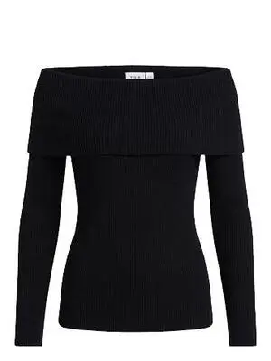VILA Off-the-shoulder Long Sleeve Sweater - Black
