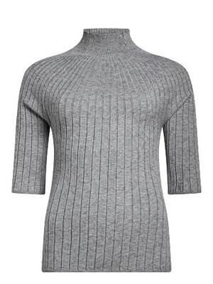 CARACTÈRE Ribbed Knit Turtleneck Top - Grey