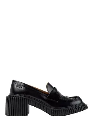 Camper Pix London Round Toe Block Heel Loafers - Black