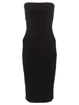 Norma Kamali Strapless Jersey-blend Midi Dress With Slit Detail - Black
