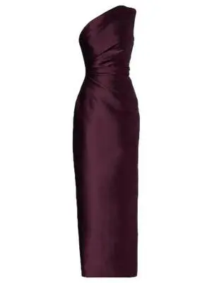 Solace London Kira One-shoulder Gathered Gown - Black