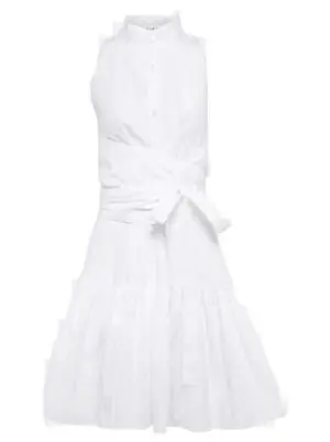 Alaïa Sleeveless Cotton Poplin Mini Dress - White