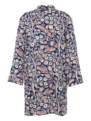 LORO PIANA Loro Piana Floral Waist-Cinching Long Sleeve Cover-Up