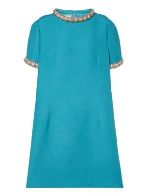 VALENTINO Valentino Round Neck Short Sleeve Embellished Dress