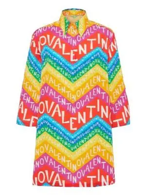 Valentino Garavani Logo Cotton Shirt Dress - Multicolor