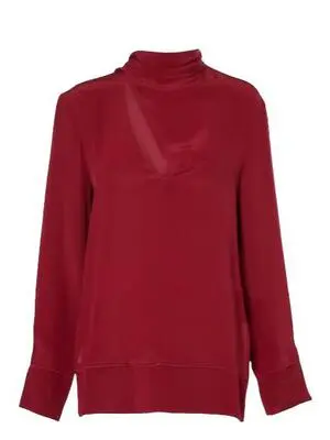 Victoria Beckham Scarf Detail Silk Blouse - Red