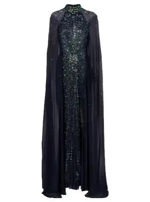 JENNY PACKHAM Jenny Packham Thea Sequined Cape Gown