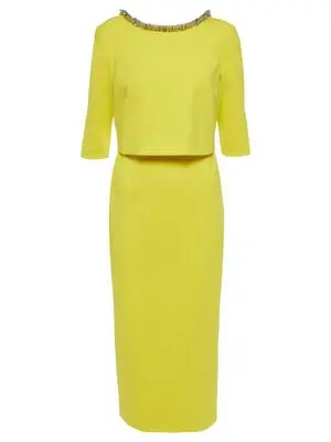 Dorothee Schumacher Round Neck Embellished Short Sleeve Midi Dress - Yellow