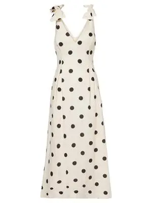 Zimmermann V-neck Polka Dot Dress With Bow Detail - White