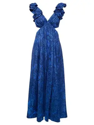 Zimmermann Paisley Print V-neck Maxi Dress - Blue
