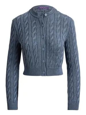 Ralph Lauren Silk Cable-knit Cropped Cardigan - Blue