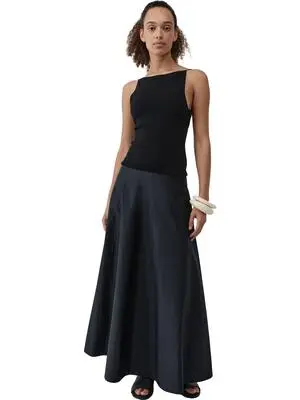 ST. AGNI Backless Circle Hem Maxi Dress - Black