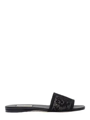 ARTEANA Clio Flat Slide With Crochet Upper - Black