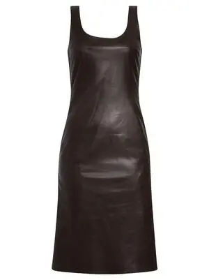 SALVATORE FERRAGAMO FERRAGAMO Plongé Lambskin Leather Midi Dress