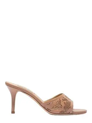 ARTEANA Thalia 75 Slide Laser Cut Patent Leather Heels - Walnut