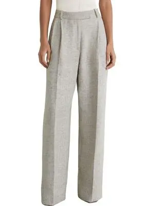 REISS Reiss Ezra Herringbone High Waist Wide Leg Pants