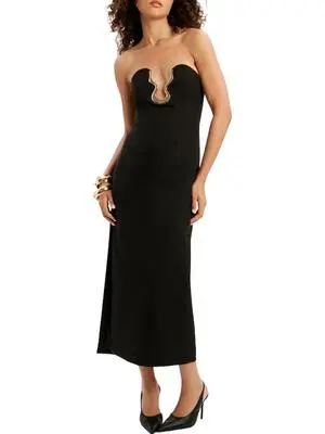 Bardot Paltrow Strapless Midi Dress - Black