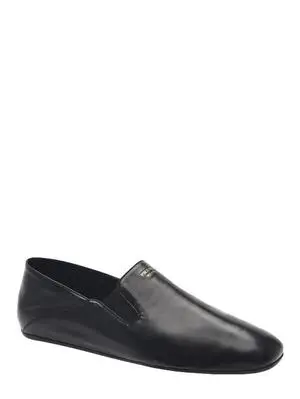 Prada Brushed Leather Collapsible Loafer Mule - Nero