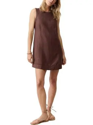 Marine Layer Cora Linen Blend Mini Dress - Chocolate