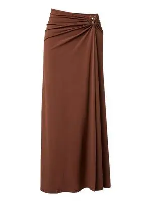 Christopher Esber Gathered Jersey Maxi Skirt With Brass Insert - Brown