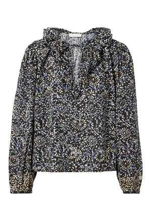 Ulla Johnson Ulla Johnson Siena Printed Ruffled Cotton-Blend Top Multicoloured