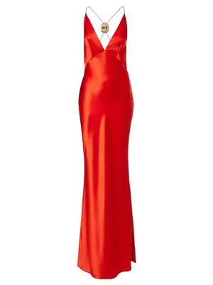 Retrofete Arianell Embellished Satin Gown - Red