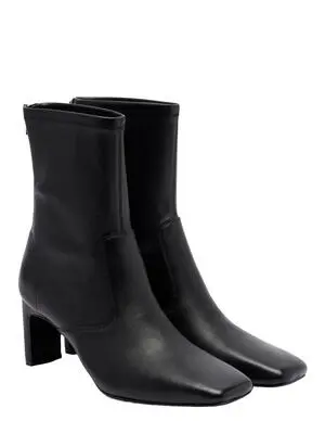 A.emery Leather Ankle Boots With Square Toe And Zip Closure - Black
