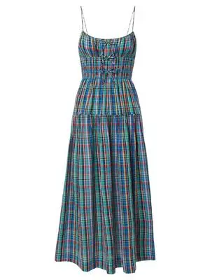 DÔEN Brielle Plaid Cotton Midi Dress - Multicoloured