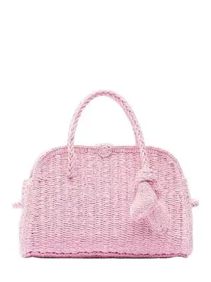 Jacquemus Turismo Raffia-effect Bowling Bag - Pink
