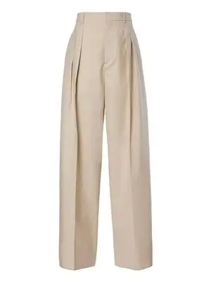 Bottega Veneta Wide-leg Wool And Cotton Trousers - Beige