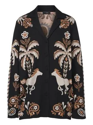 Alanui Island Roots Wool And Silk-blend Blazer - Black