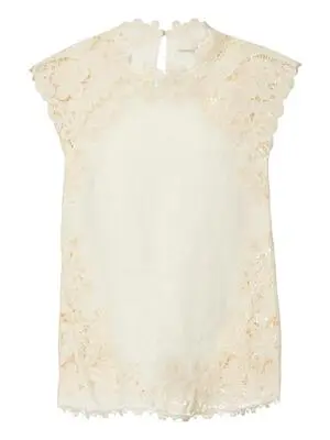 Ulla Johnson Ulla Johnson Amelie Crochet-Trimmed Linen Top White