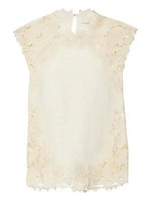 Ulla Johnson Amelie Crochet-trimmed Linen Top - White