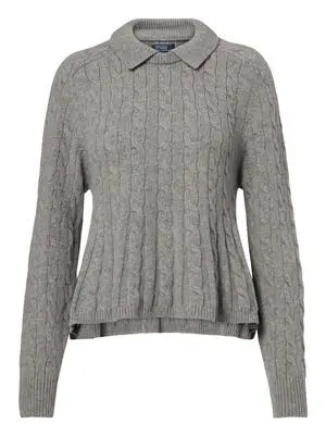 Polo Ralph Lauren Cable-knit Wool And Cashmere Polo Sweater - Grey