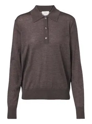 Loulou De Saison Miles Cashmere Polo Sweater Melange - Brown