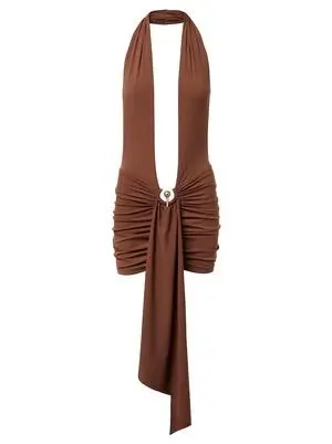 Christopher Esber Christopher Esber Halterneck Jersey Minidress With Orb Detail Brown