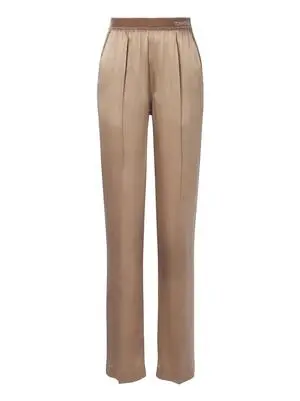 TOM FORD Silk Satin Straight Leg Trousers - Beige