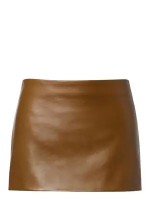 Khaite Jett Leather Miniskirt - Brown
