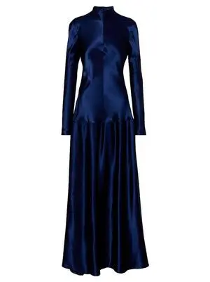 FFORME Satin Maxi Dress In Violet - Blue