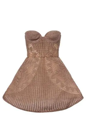 Magda Butrym Crochet Cotton Corset Dress - Brown