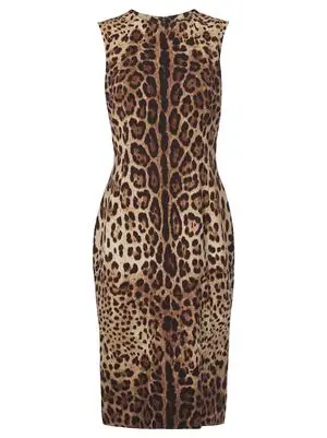 Dolce & Gabbana Leopard-print Silk-blend Charmeuse Midi Dress - Brown
