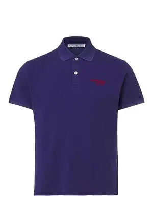 Acne Studios Logo Cotton Piqué Polo Shirt - Blue