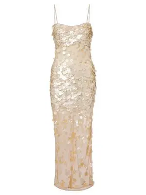 Retrofete Embellished Cocktail Dress - Beige